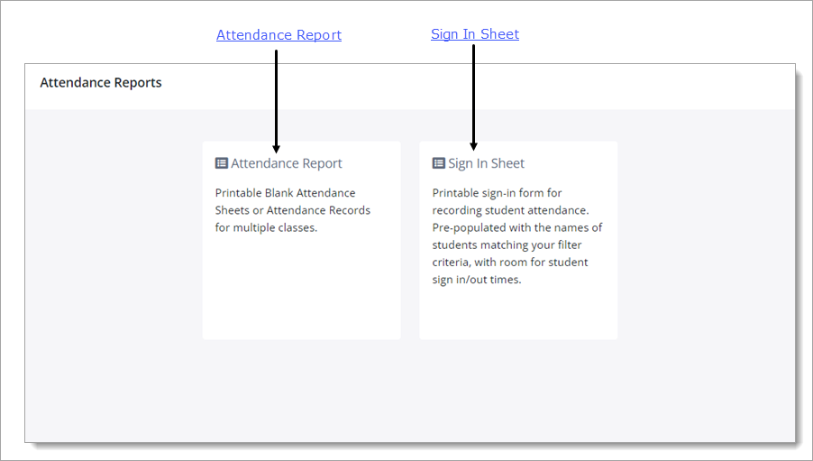 About the Attendance Reports Page