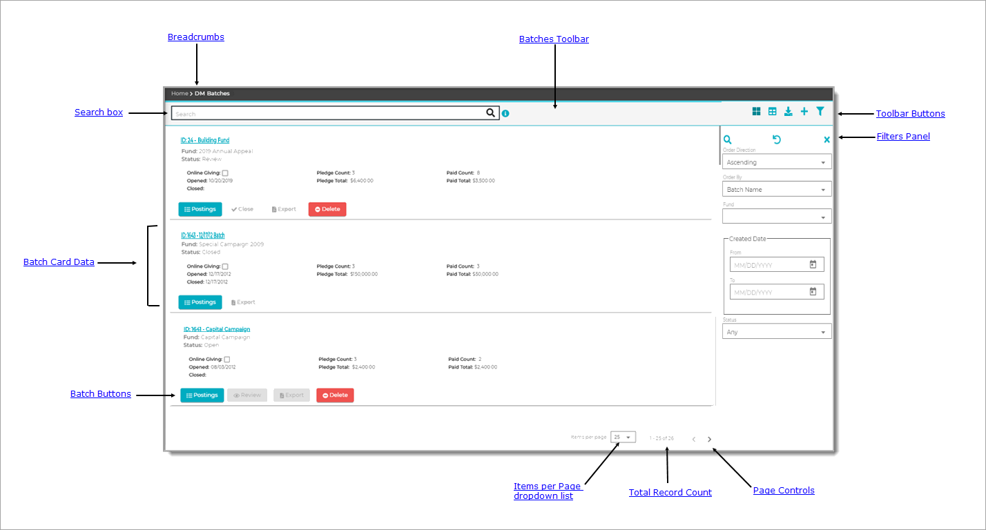 About the Batches Page